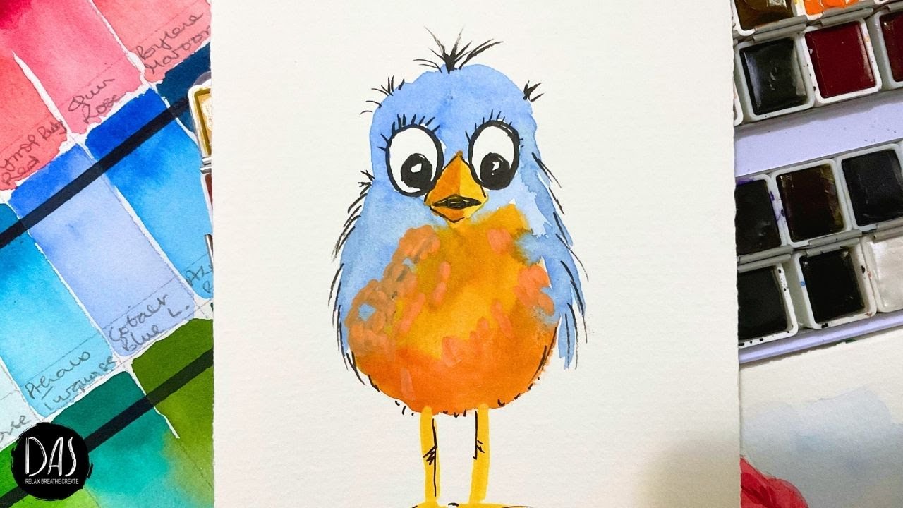 How to Paint a Cute Blobby Bird in less than five minutes! Blobby Bird ...