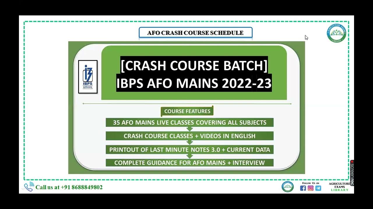 IBPS AFO 2022-23 CRASH COURSE - AFO MAINS CLASSES - YouTube
