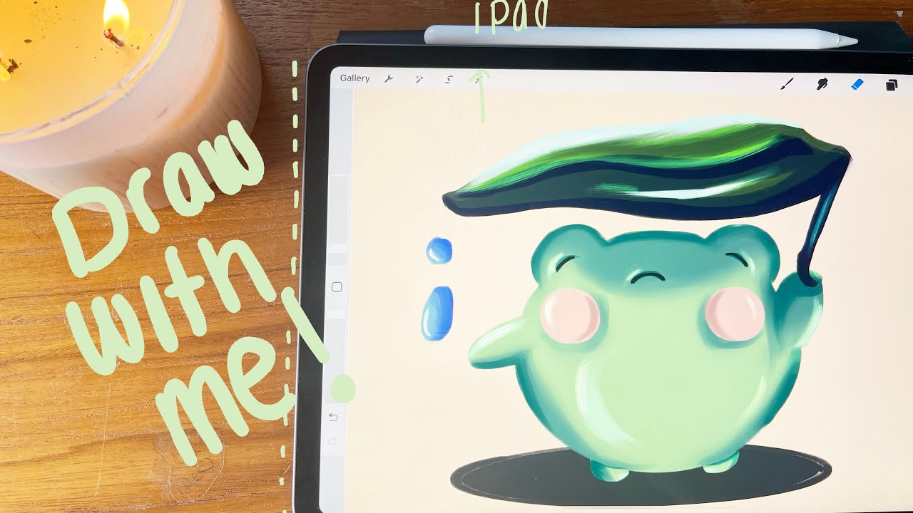 Draw with me using procreate cute kawaii frog - YouTube