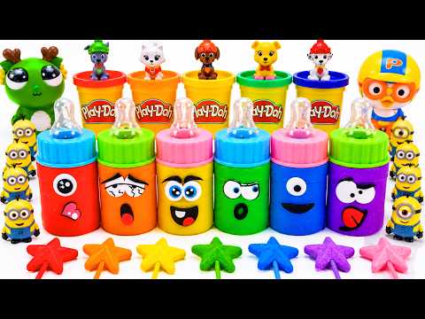 How to make PlayDoh Milk Bottle Kinetic Sand & Cutting ASMR 🌈 Kinetic Sand ASMR