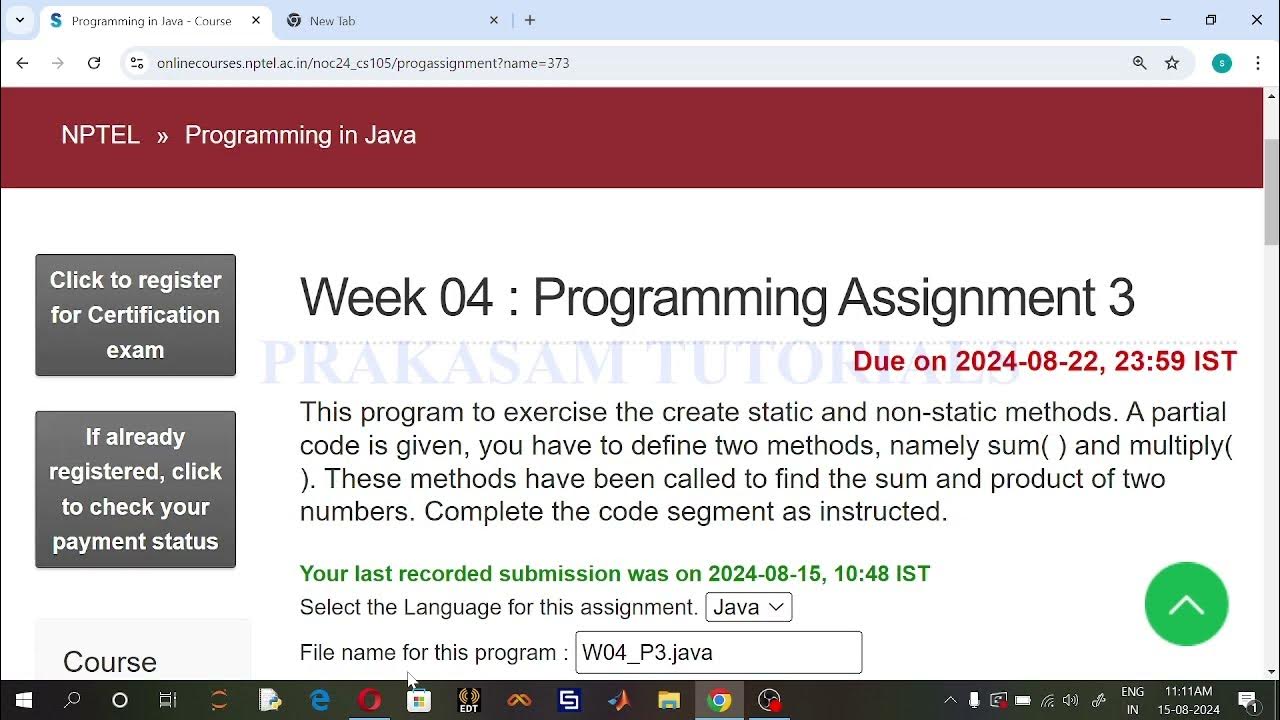 Nptelprogramming In Javaquiz Week4week 4 Programming Assignment2024 July Youtube