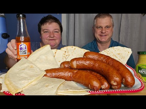 MUKBANG EATING Polish sausage and crispy stuffed tortillas ASMR EATING SHOW 😋 👌 