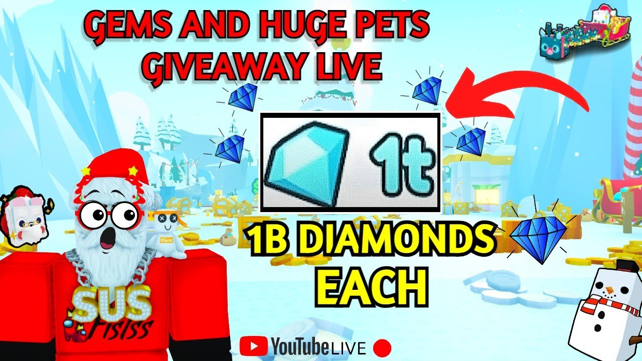 🔴LIVE 1 BILLION GEMS PER PERSON Giveaway In Pet Simulator X!💎FREE GEMS ...