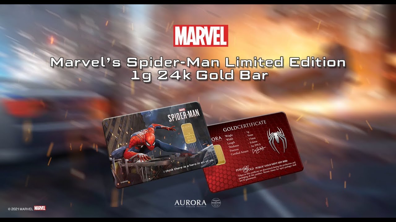 Marvel Spider-Man 1g 24K Gold Bar - YouTube