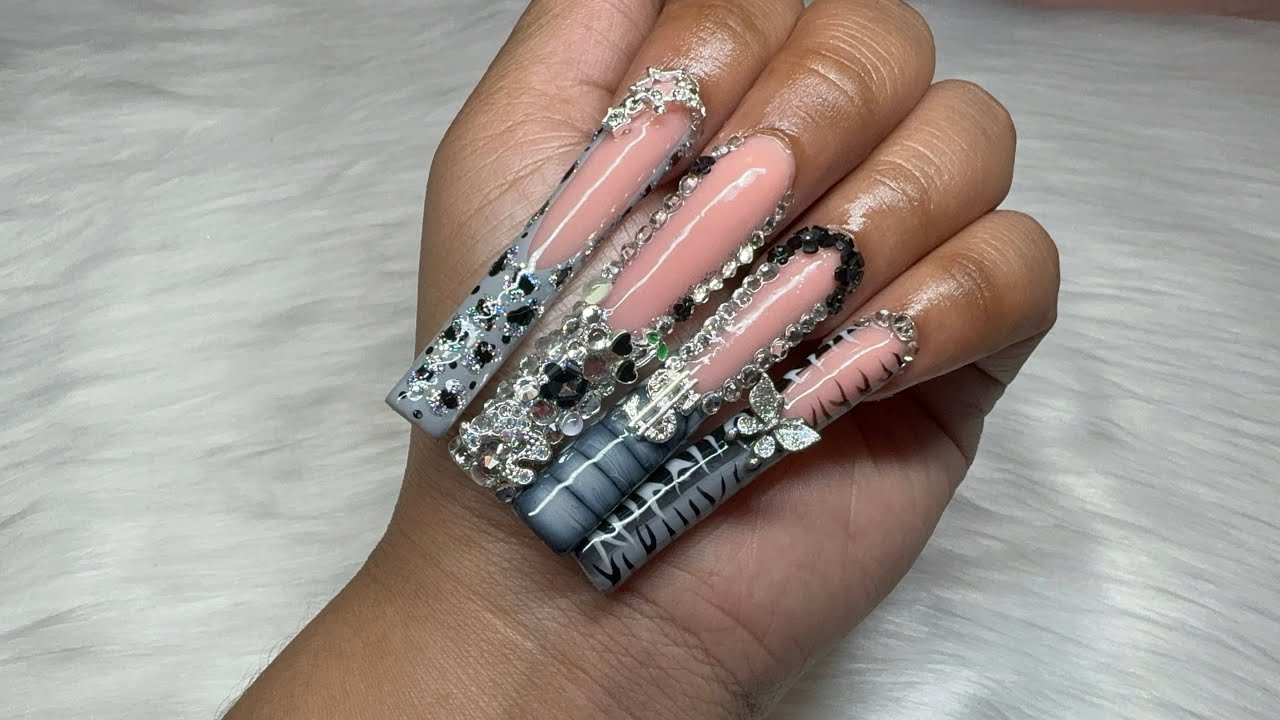 WMW | 3XL ACRYLIC NAILS | BLACK ACRYLIC NAILS - YouTube