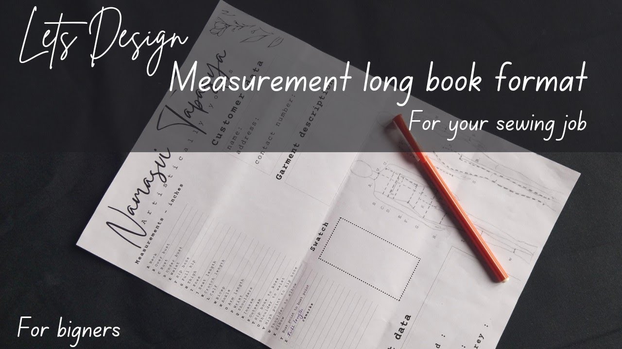 521: measurement long book format || customers data book for sewing ...