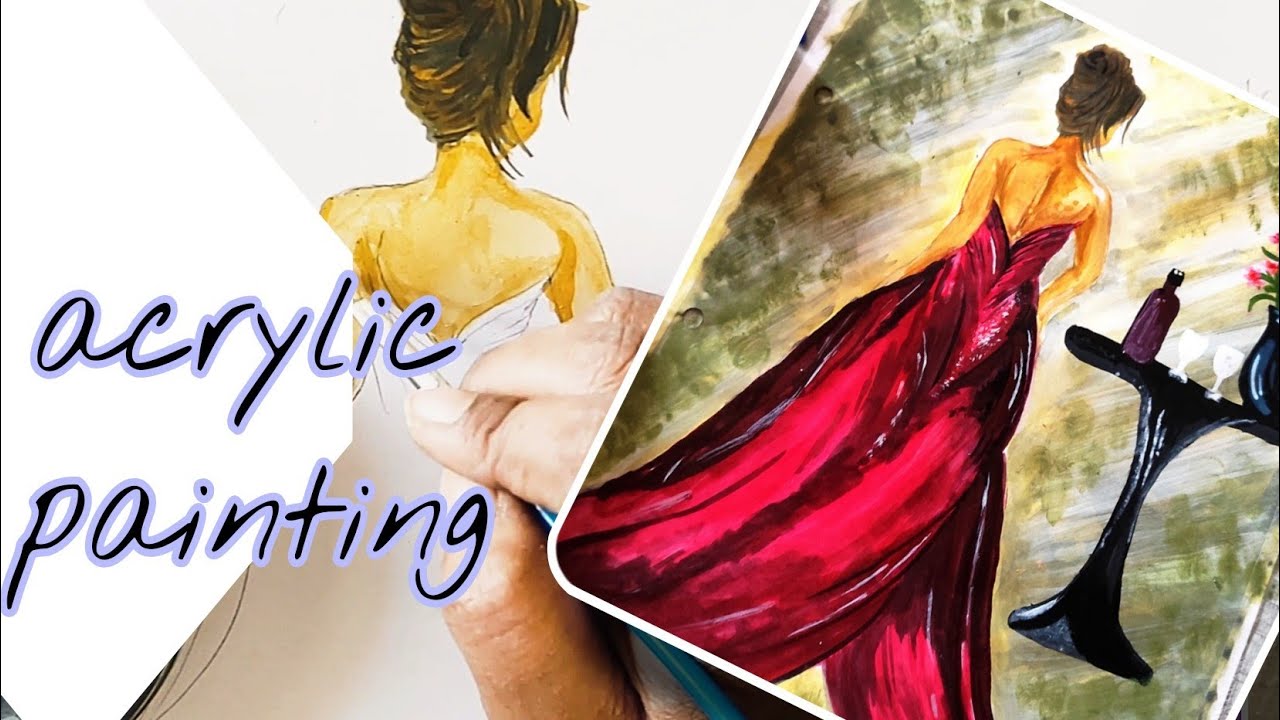 How to draw a girl backside / How to paint a back view of a girl with ...