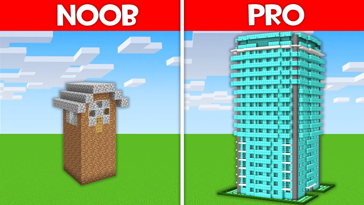 Minecraft Battle: TALLEST SKYSCRAPER BUILD CHALLENGE - NOOB vs PRO vs ...