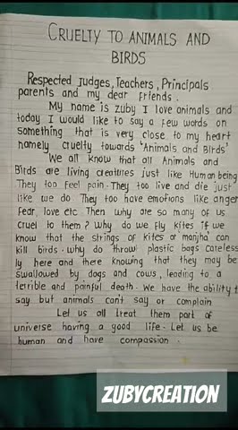 CRUELTY To ANIMALS AND BIRDS #English #speech - YouTube