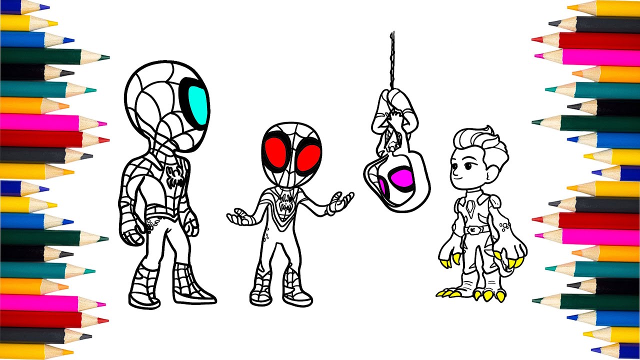 5 Days to MASTER Spider-Verse Coloring Pages with PENCILS! How to Color ...