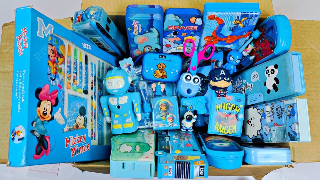 Ultimate Blue Stationary & Toys Collection🥰 Sharpener, Eraser, Geometry ...