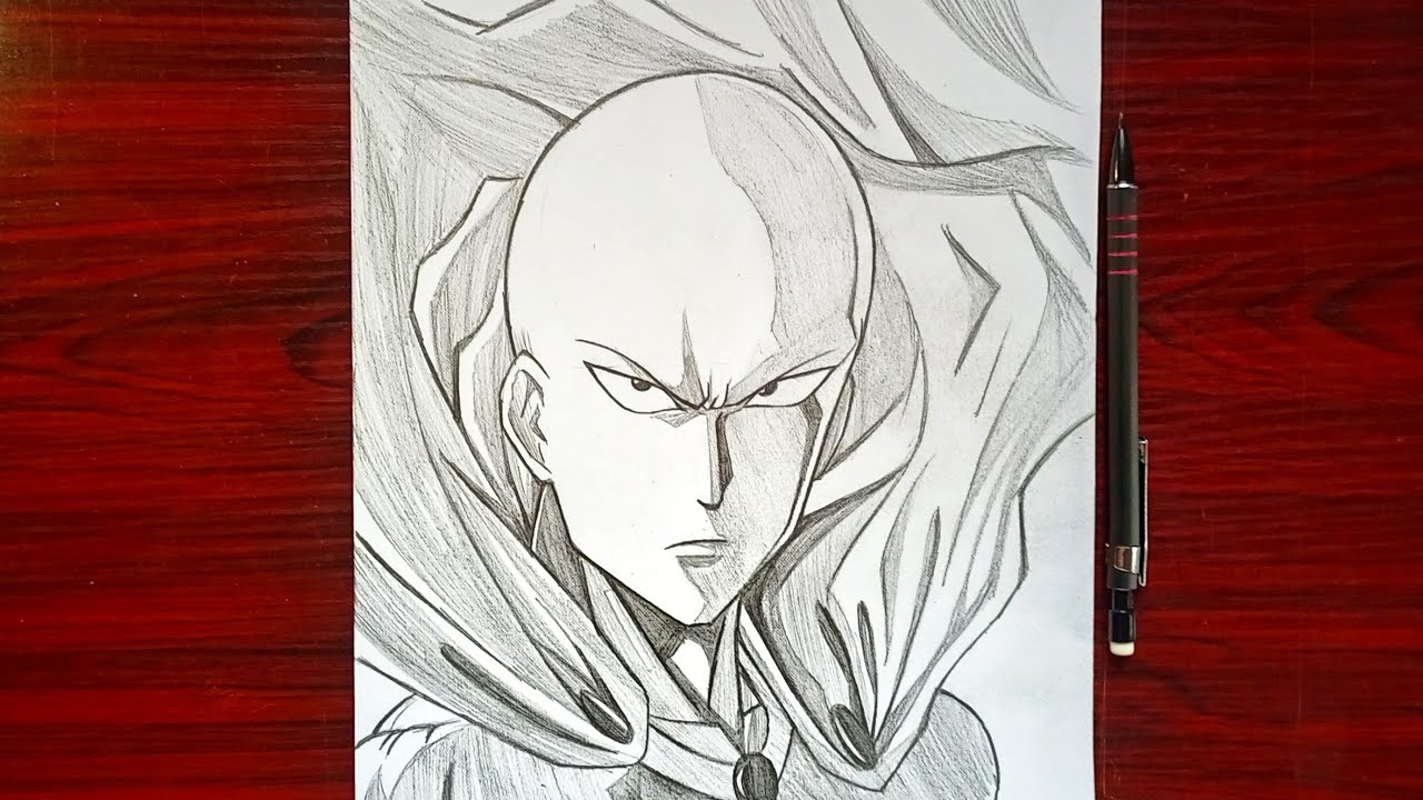 Easy Sketch | how to Draw Saitama [ one punch man] - YouTube