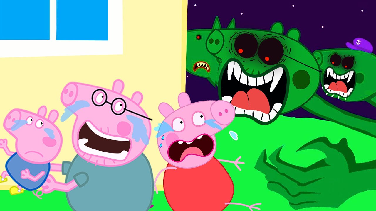Green Zombie monster attacks Peppa's family || Peppa Pig Funny ...