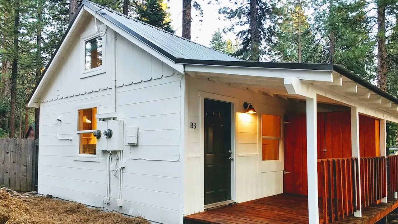 Amazing Modern Retro Cabin in Tahoe Tiny Home Village - YouTube
