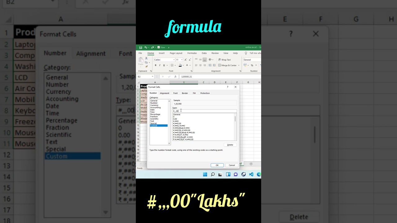 Display Number In Lakhs In Excel Custom Number Format Tricks In Ms Display Number In Lakhs In Excel Custom Number Format Tricks In Ms