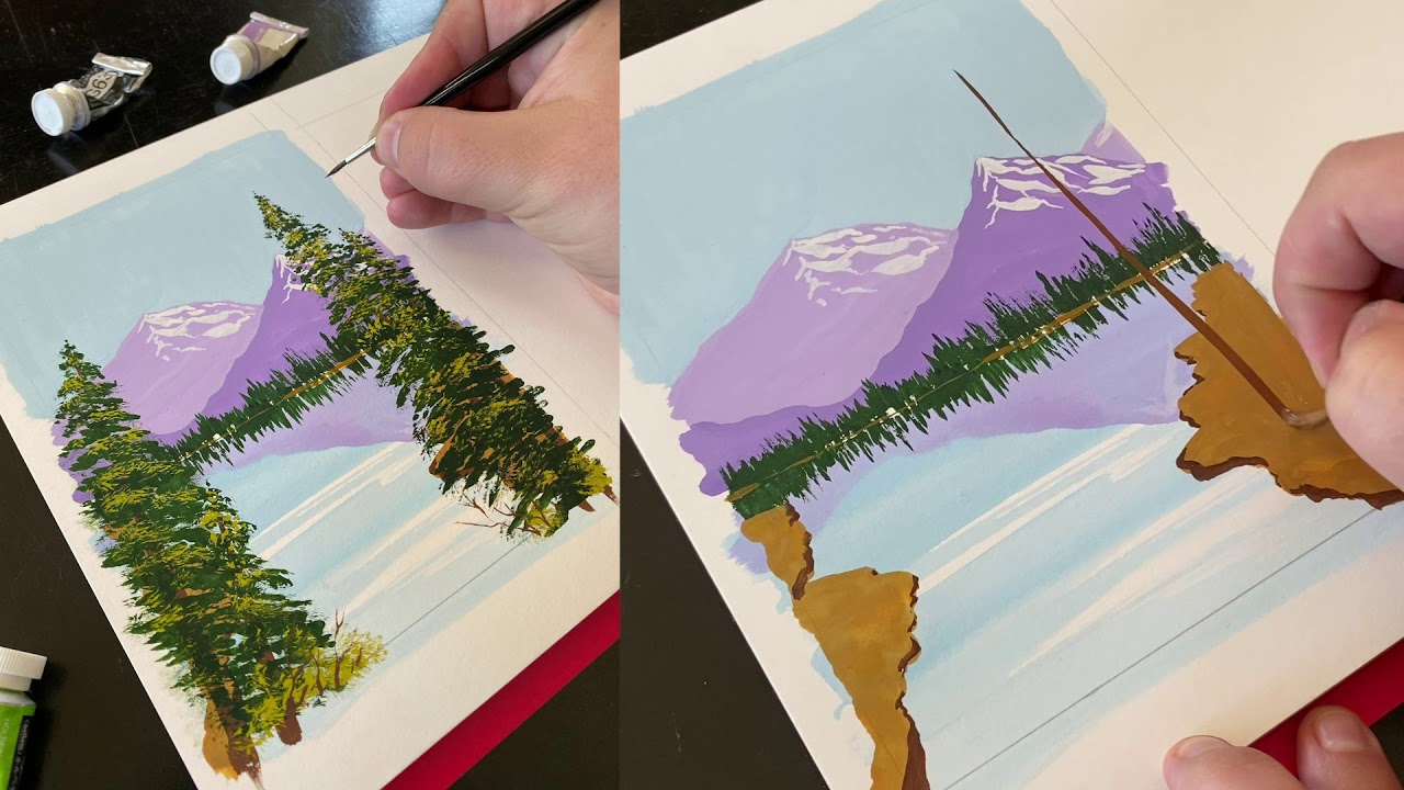 Painting A Mountain Landscape | Satisfying Art - YouTube