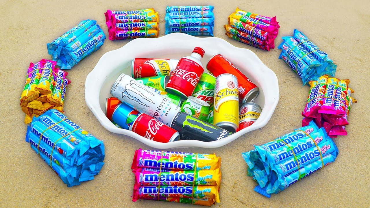 Mentos VS Different Monster, Coca Cola, Fanta and Many Other Sodas in ...
