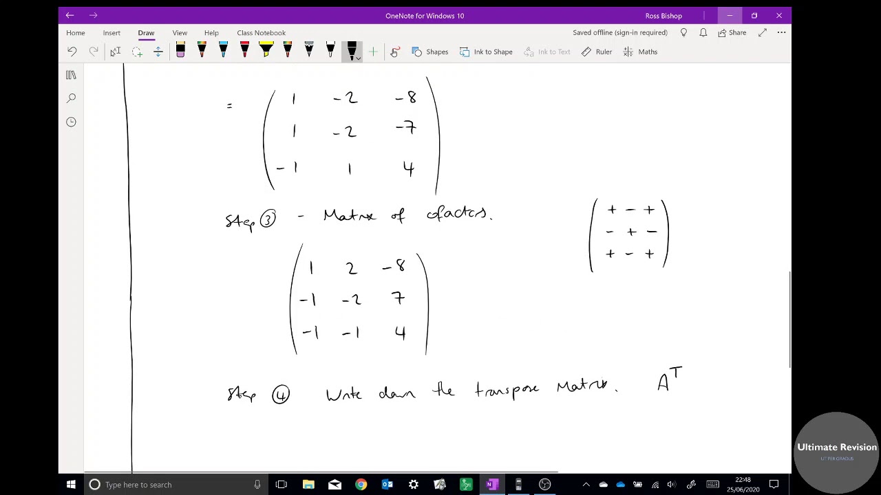 Y12FM - Inverse of a 3 x 3 Matrices - YouTube