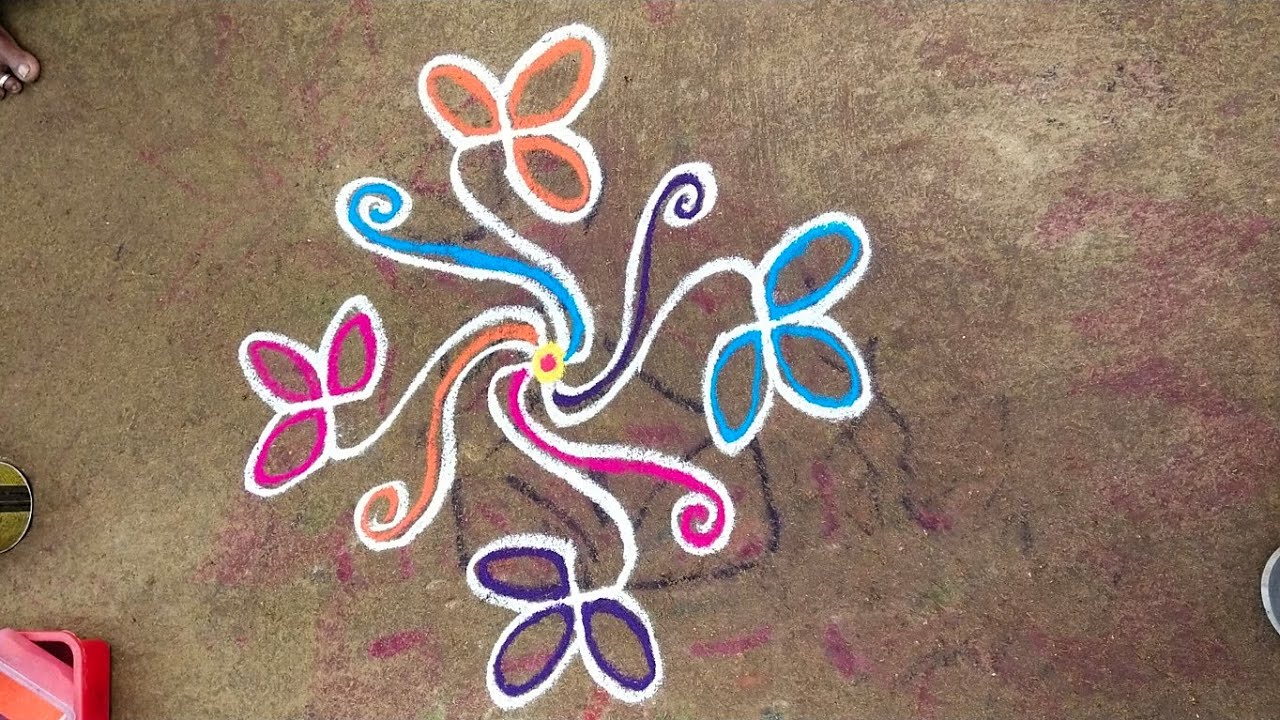 Festivals simple rangoli design without dots// small kolam designs ...