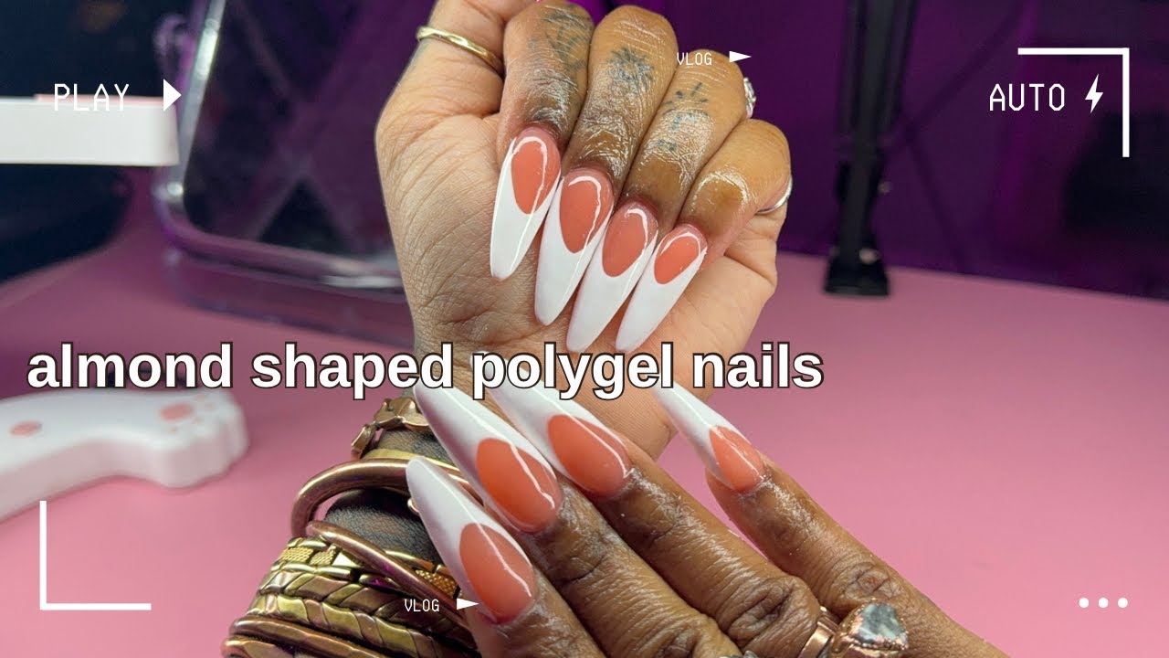 How to do Almond Shaped Nails with Polygel | Almond French Tips ...