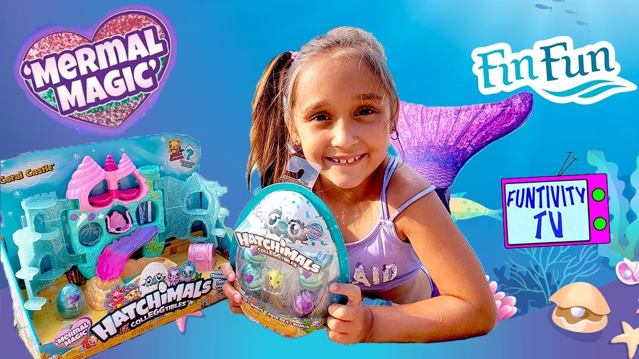 HATCHIMALS MERMAL MAGIC WITH FIN FUN MERMAID TAIL AT THE POOL ...