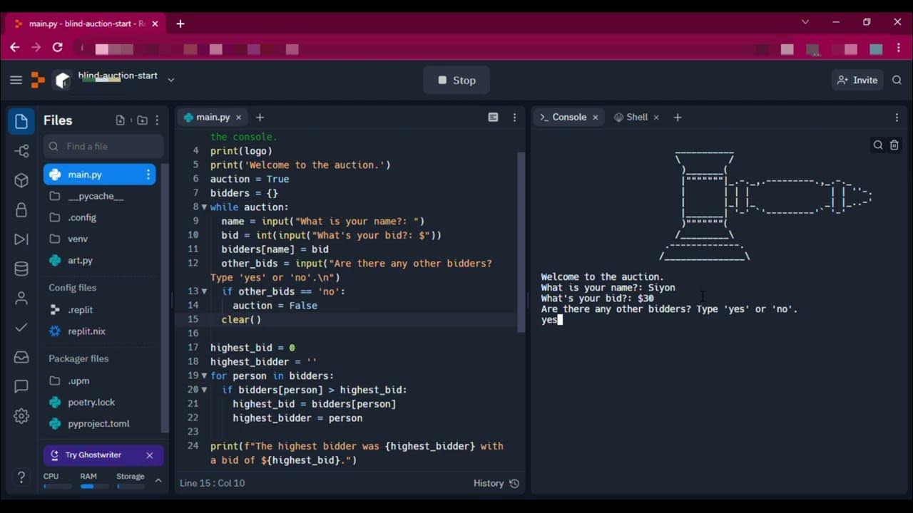 Blind Auction Project | #100DaysOfCode | Python - YouTube