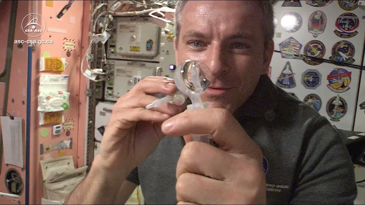 Behaviour of water in microgravity - YouTube