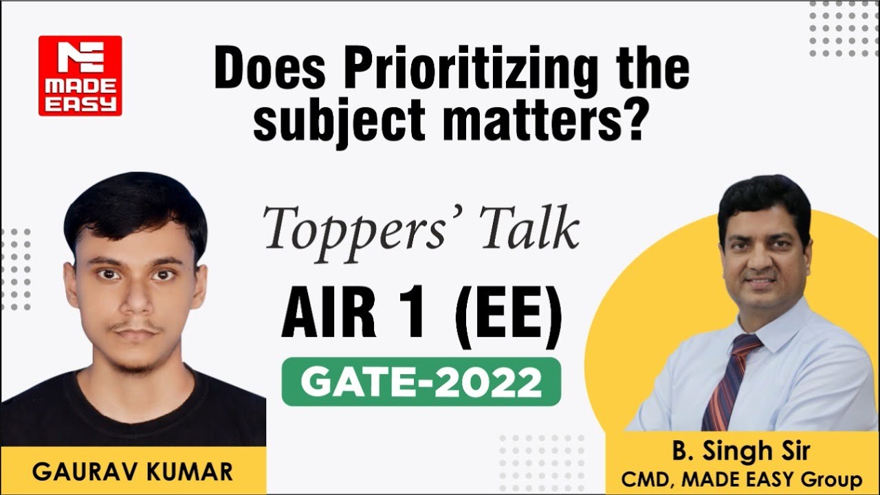 GATE 2022 Topper | Electrical Engineering | Gaurav Kumar | AIR-1 ...