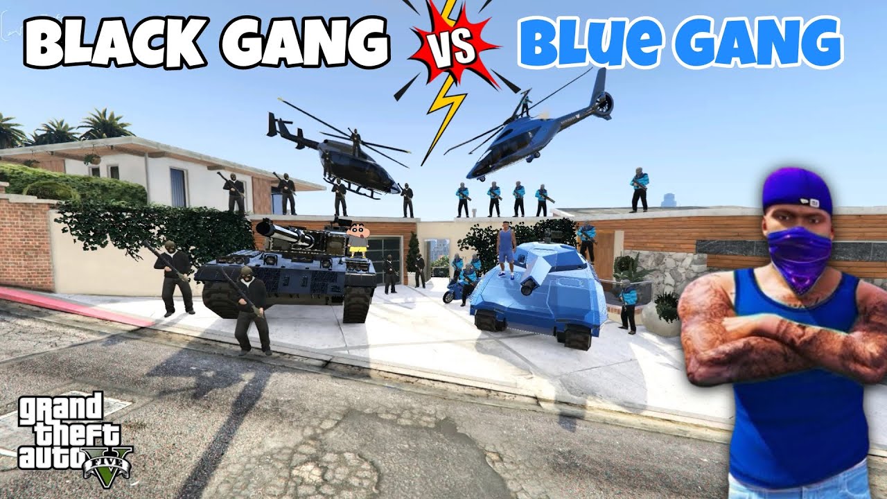 Franklin Blue Gang VS Shinchan Black Gang Tank Challenge In GTA 5 l ...