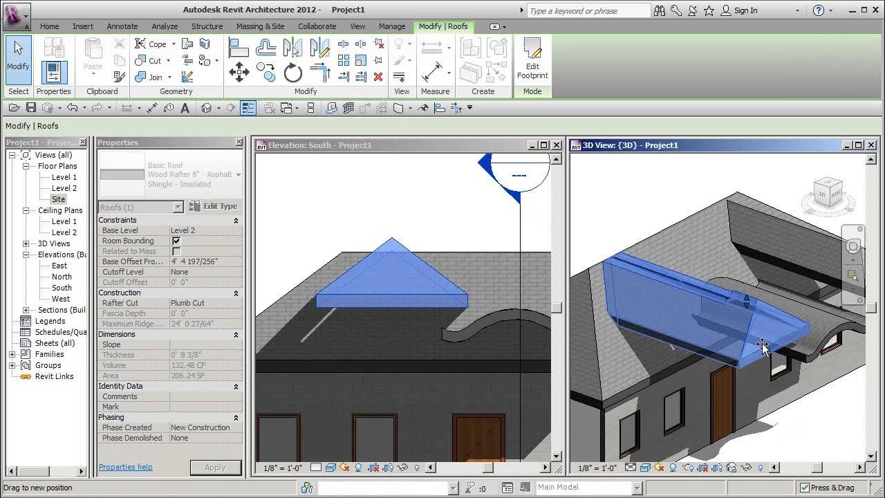 REVIT ARCH 2012 GEOMETRY 11 JOIN UNJOIN ROOF - YouTube