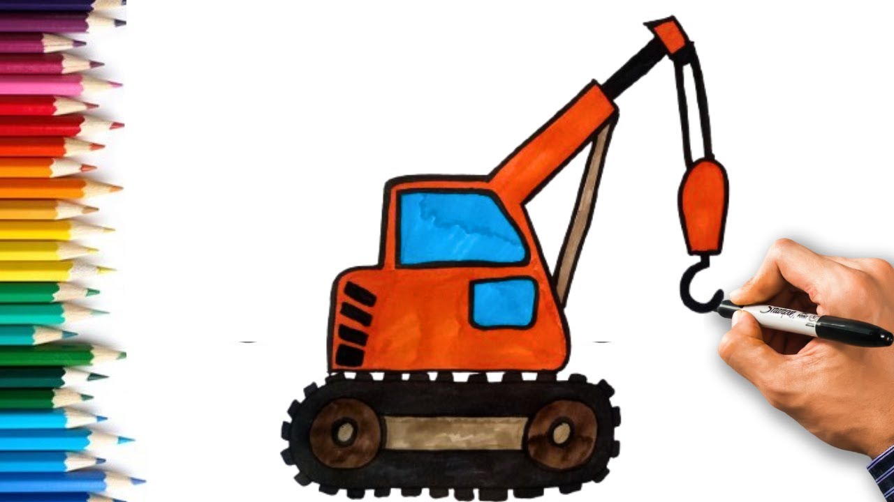 How to draw a CRANE TRUCK (Easy Step by Step Tutorial) - YouTube