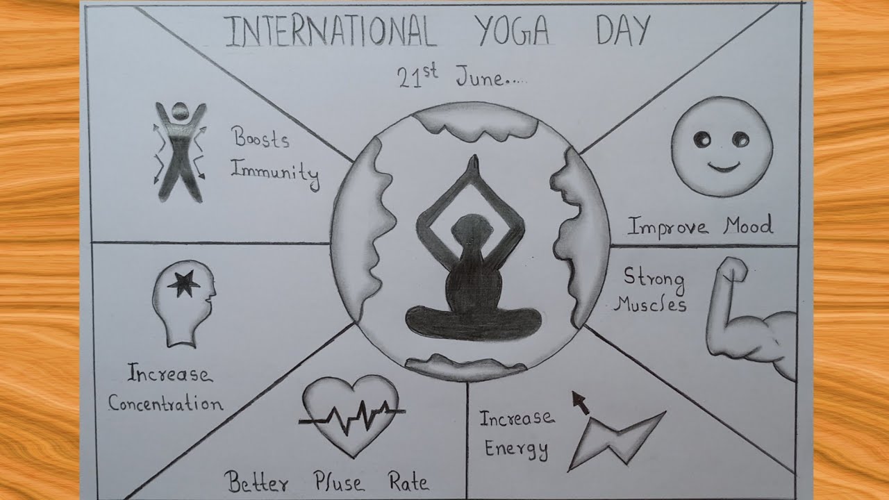 International yoga day drawing | World Yoga day poster drawing | Yoga ...