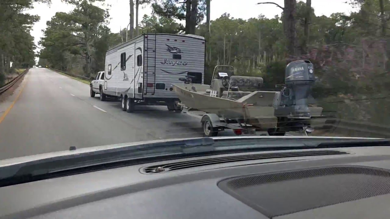 Chevy Truck hauling RV & Fishing boat - YouTube