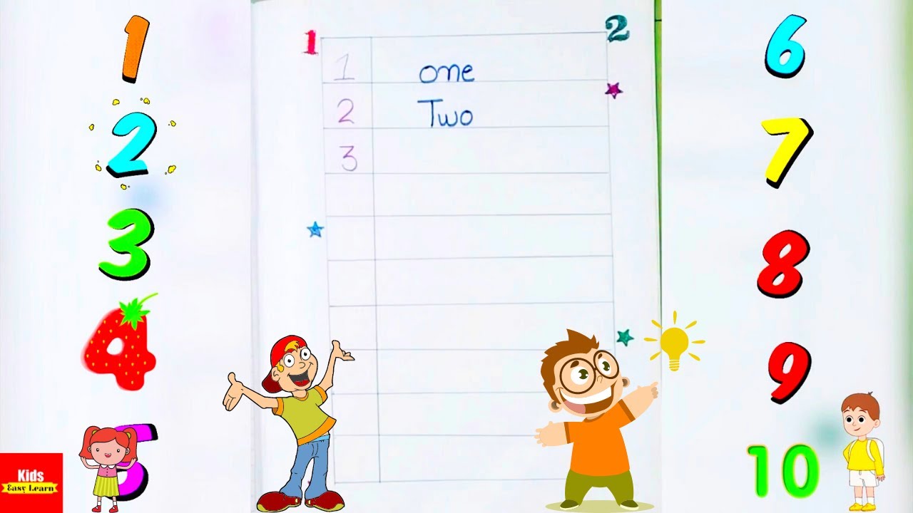 Learn Number 1 to 10 spelling In English | Write 1 to 10 Number ...