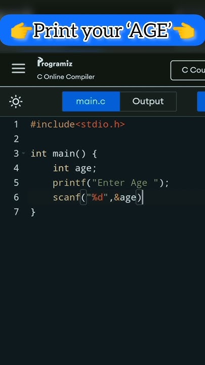 👉PRINT your AGE in C-PROGRAMMING👨‍💻||#shorts #coding - YouTube
