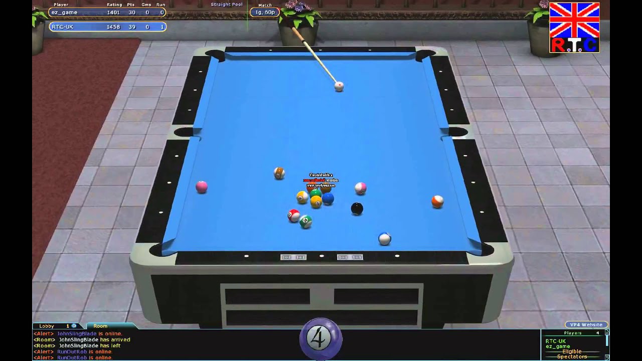 Virtual Pool 4 Online Straight Pool Ladder RTC UK V Ez Game - YouTube