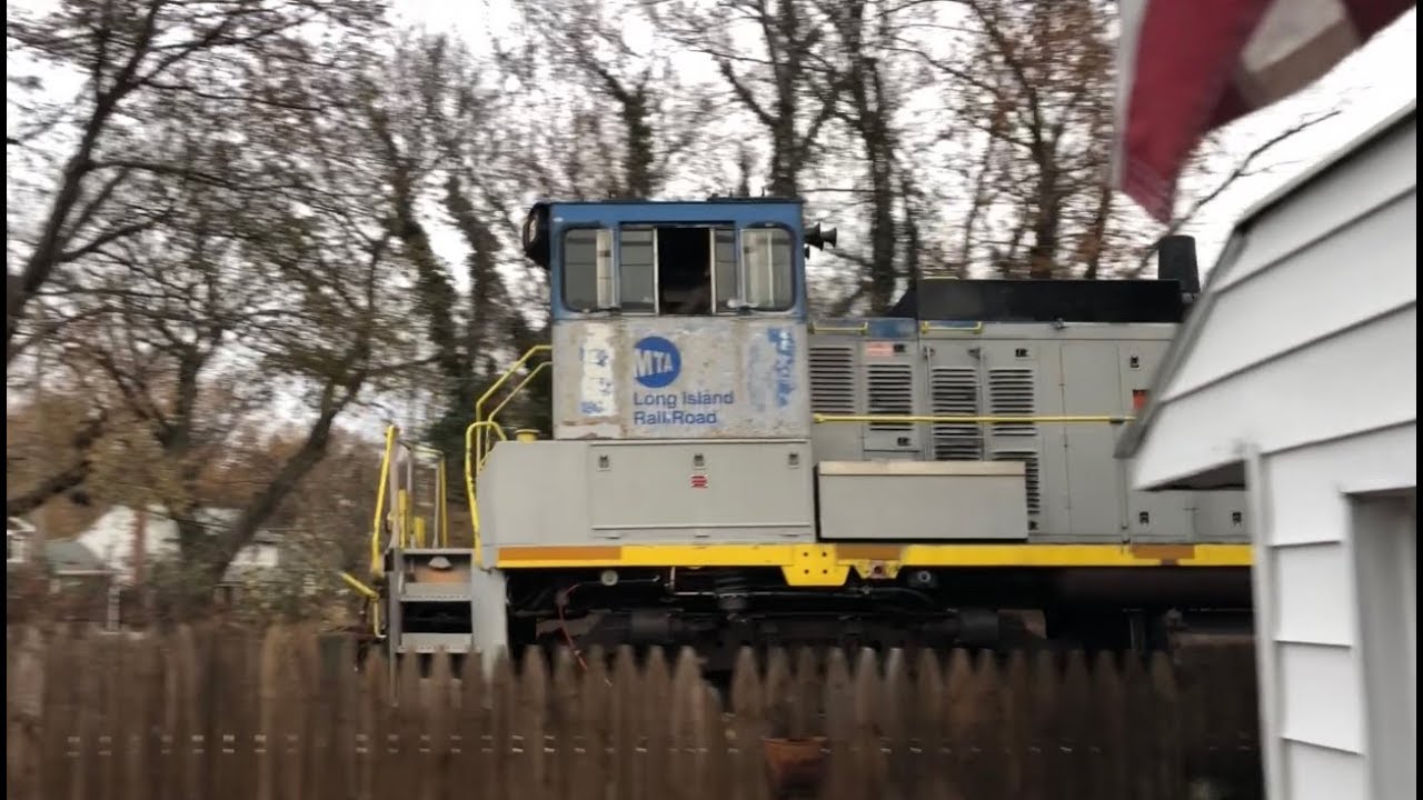 LIRR: The Sandite Train Passing My House On The Oyster Bay Branch - YouTube