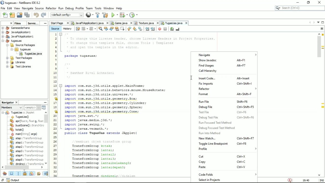 Membuat Objek 3d Dengan Java Netbeans Youtube 5214