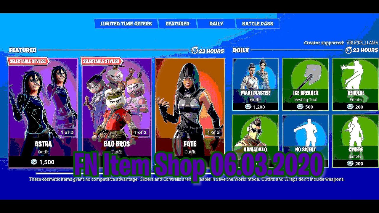 FN Item Shop 06.03.2020... the Season 3 launch delayed to Wednesday ...