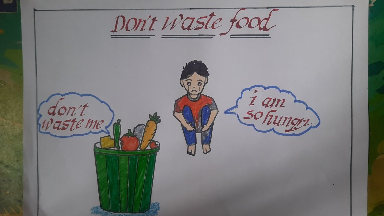 Drawing (Dont waste food) 🚫 - YouTube