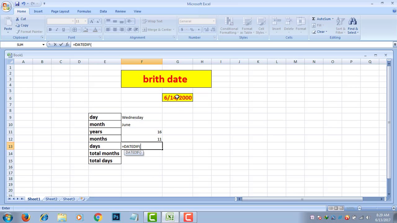 Advance Excel HOW TO CALCULATE BIRTH DATE IN EXCEL In Urdu Hindi With Advance Excel HOW TO CALCULATE BIRTH DATE IN EXCEL In Urdu Hindi With