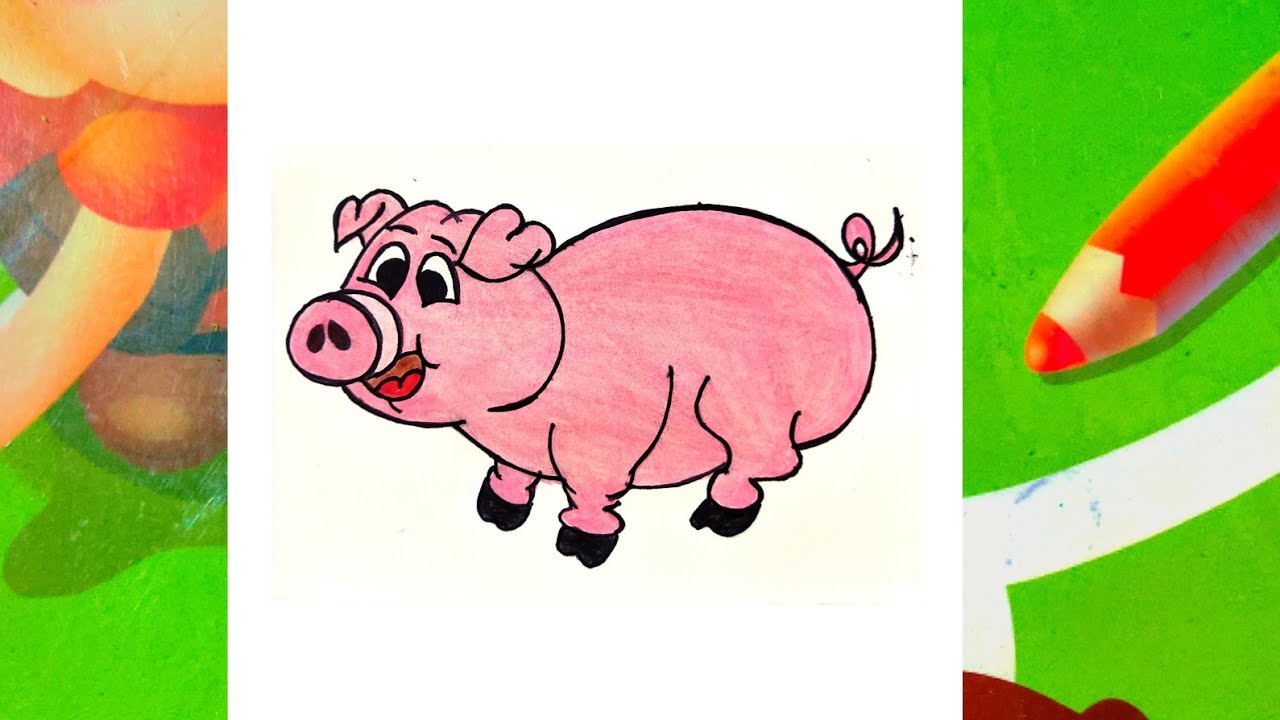 Draw Pig, Pig drawing, how to draw pig, steps to draw pig - YouTube