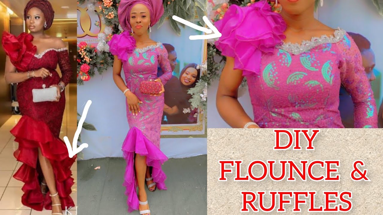 How to make and fix a flounce and ruffles on a dress - YouTube