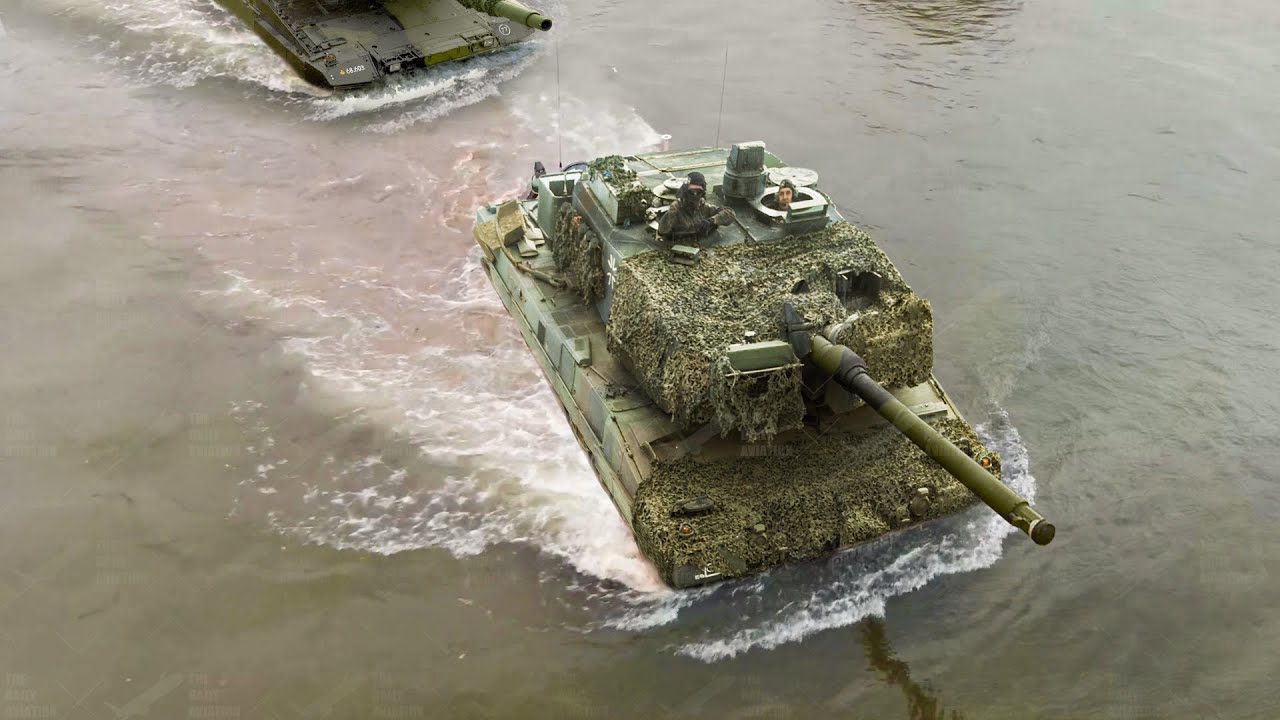 German Massive 70 Ton Tank Takes a Dive While Crossing Frozen River ...