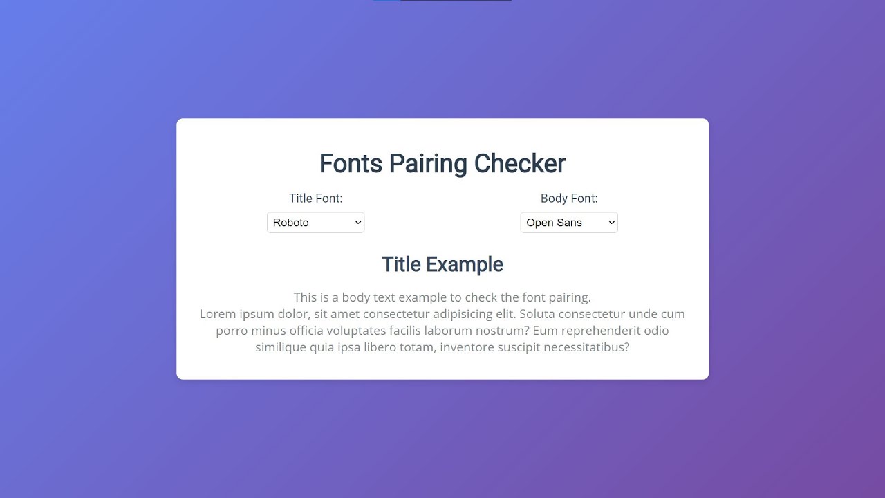 Fonts Pairing Checker Using Html Css And Javascript With Source Code 5396