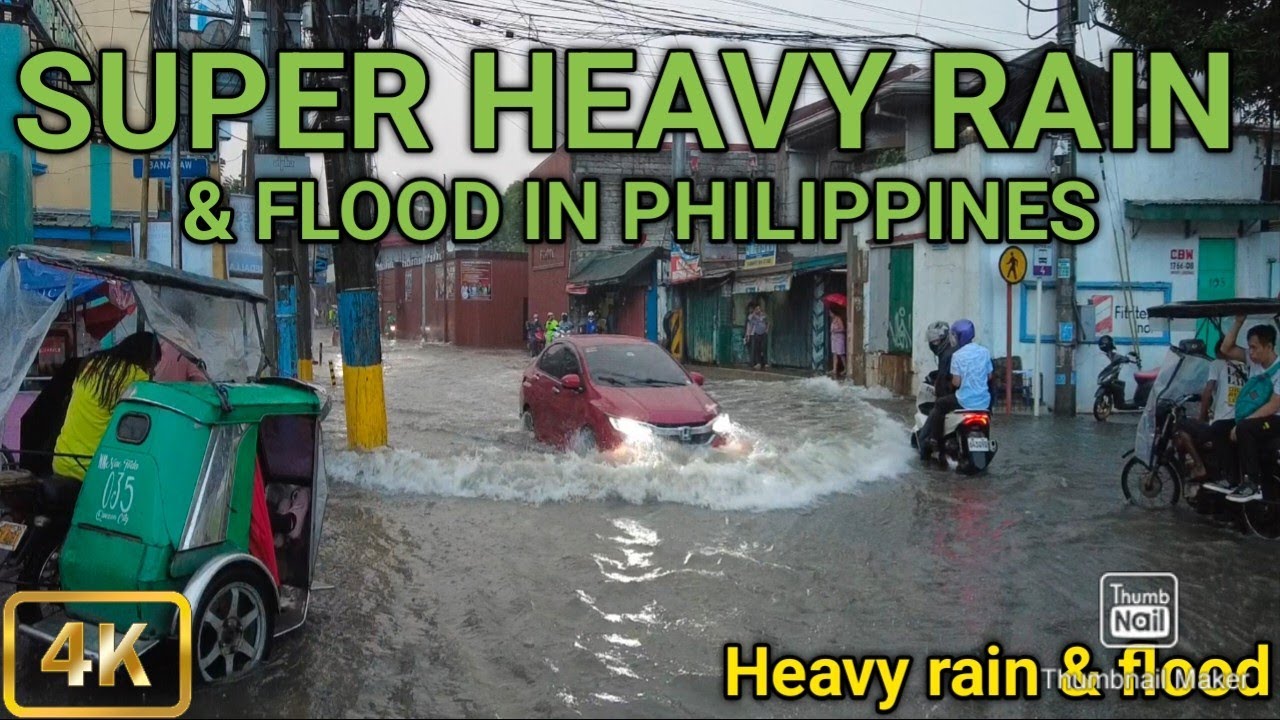Walking in Super Heavy Rain & Flood|Brgy Nagkaisang Nayon to Caybiga ...