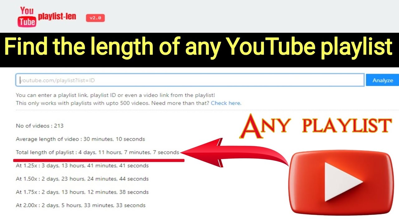 Find the length of any YouTube playlist @Unique_ideas_and_vlog - YouTube