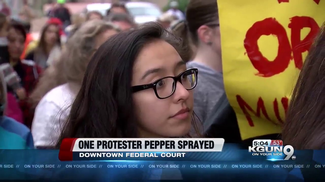 Protests erupt in downtown Tucson over inauguration - YouTube