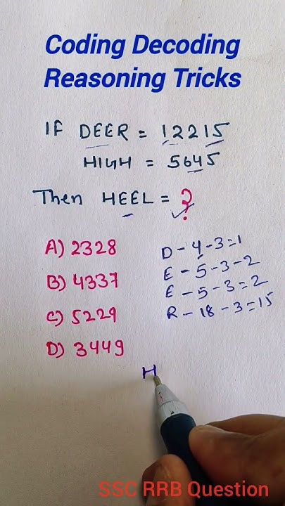 Coding Decoding Reasoning Tricks Math Short Tricks For Ssc Gd Mts Shorts Reasoningtricks 9634