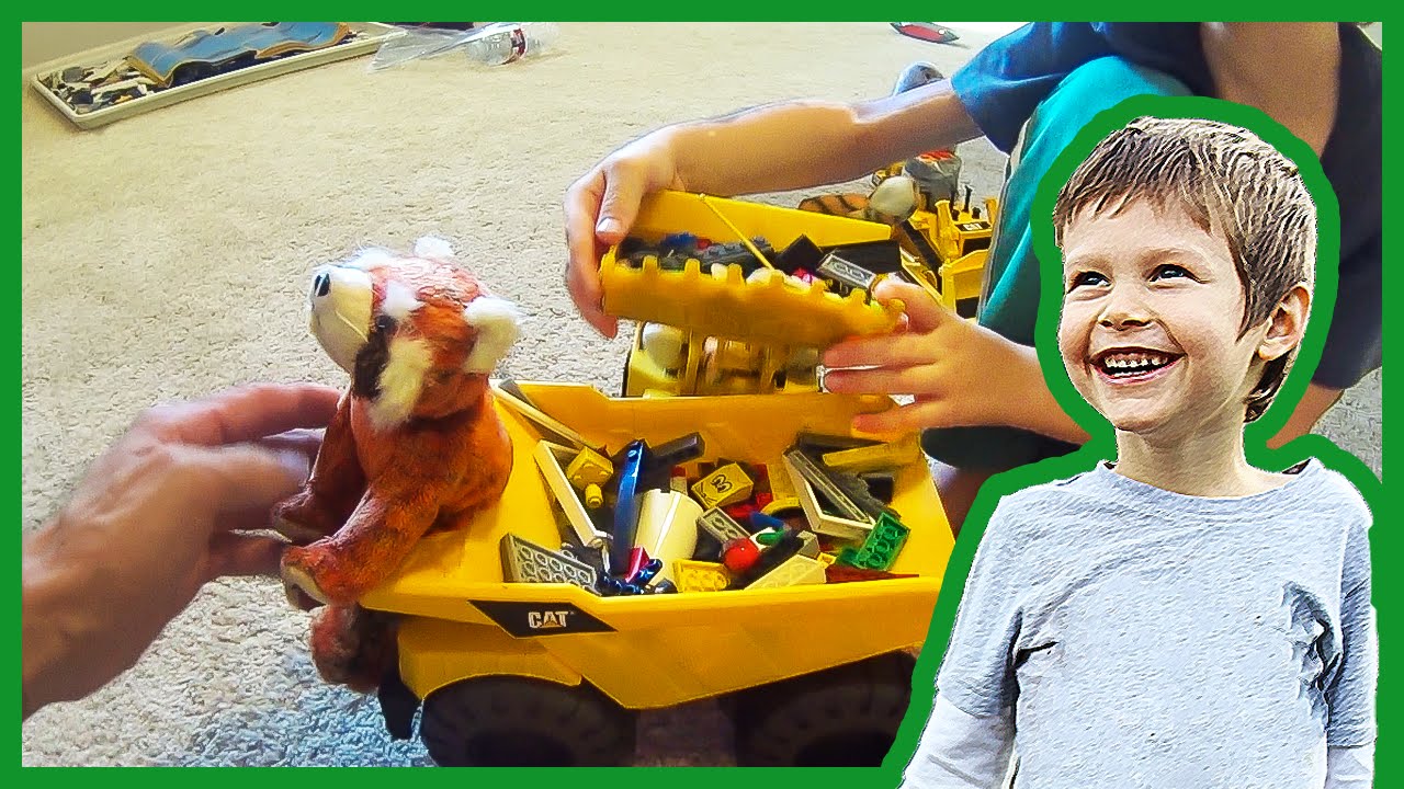 Toy Construction Trucks Clean Up Legos - YouTube